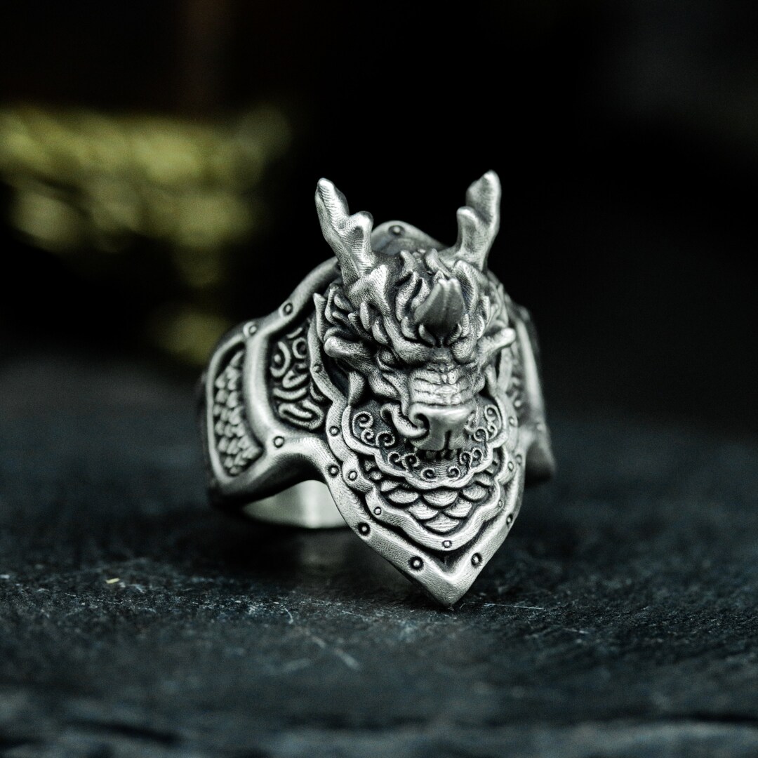 Dragon Scale Dragon Armor Silver Ring-dragon Head Men's Silver Ring ...