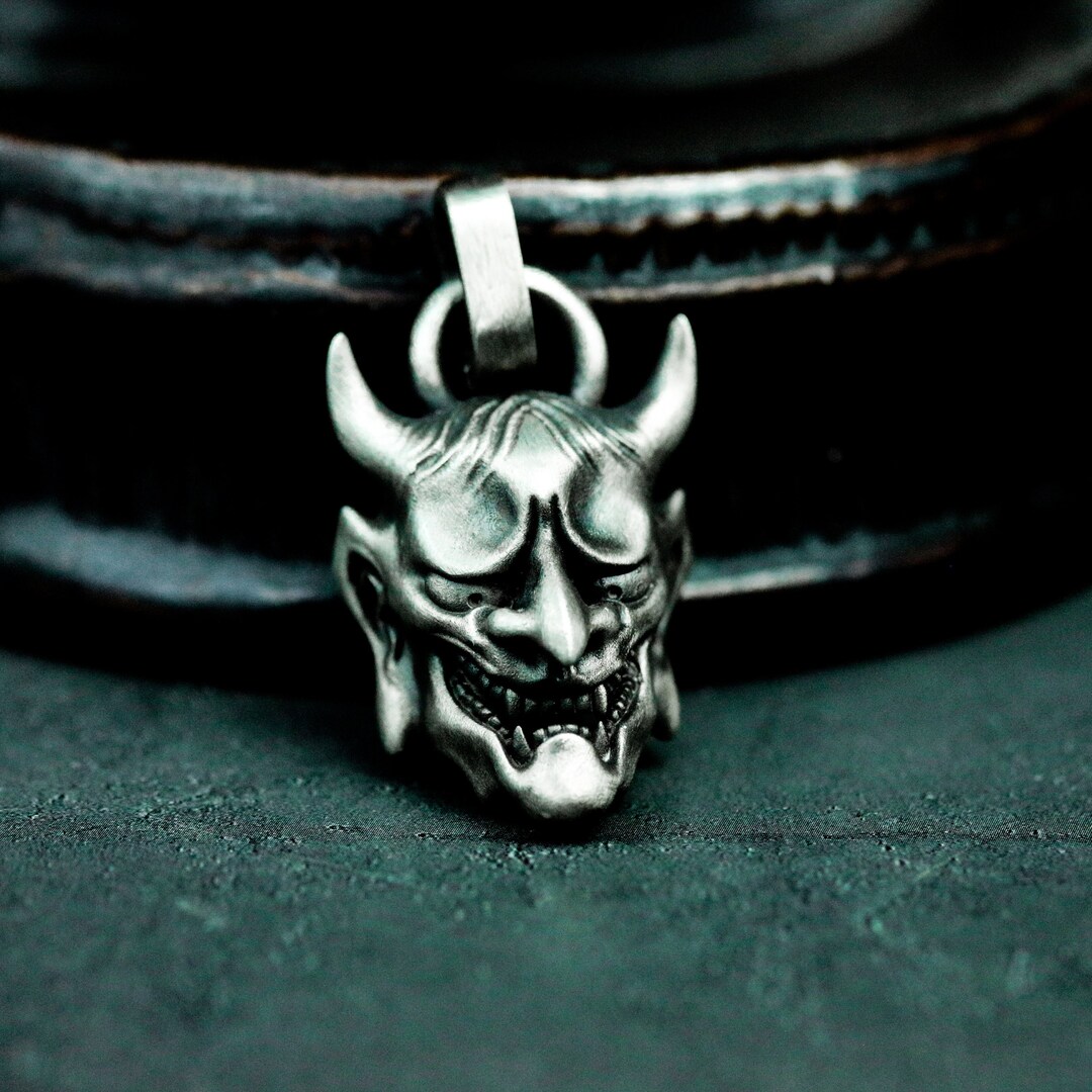 Prajna Ghost Face 925 Silver Pendant-japanese Oni Mask Ghost Myth ...