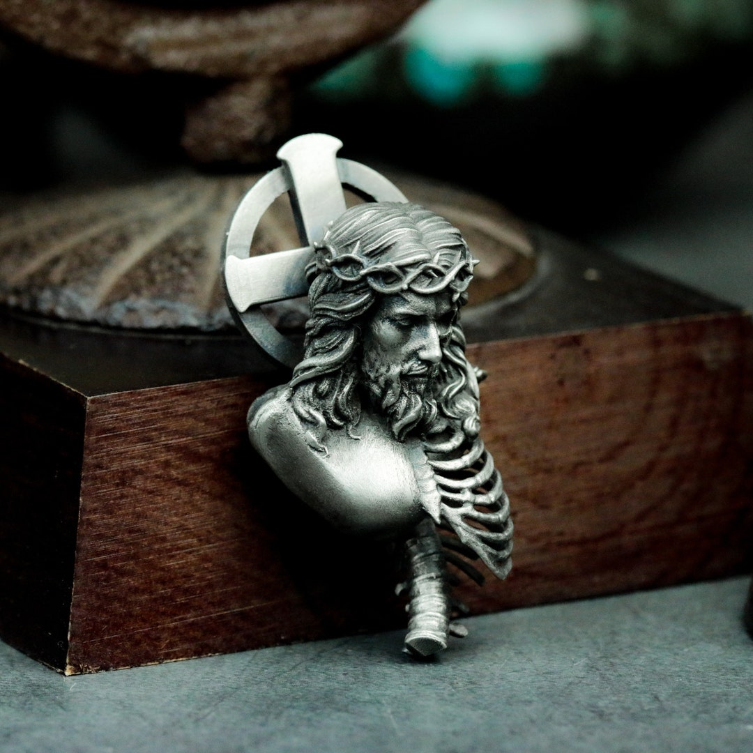 Jesus Crucifixion 925 Silver Pendant Necklace - God and Devil ...