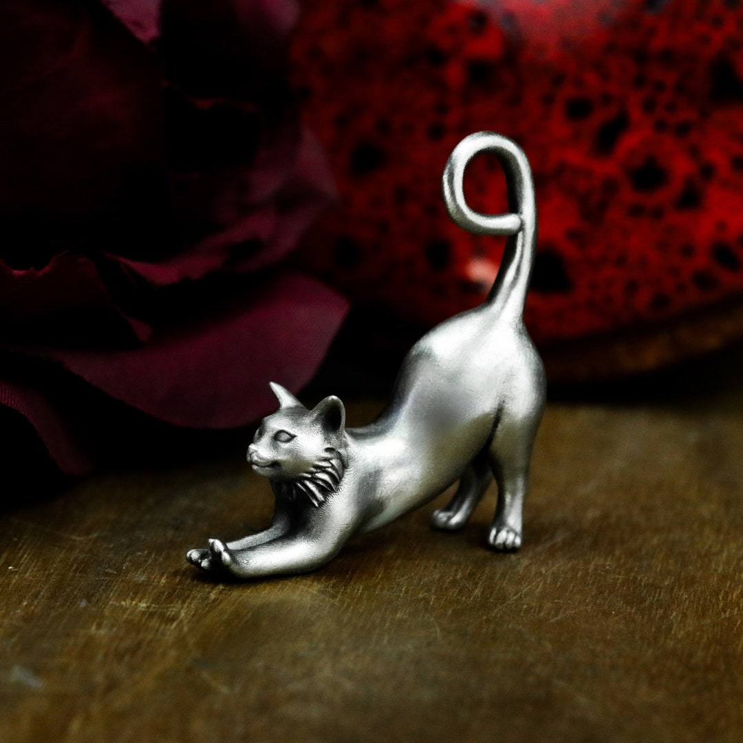 Cute Cat Stretch Oneself 925 Silver Pendant - Lazy Cat Gift Necklace ...