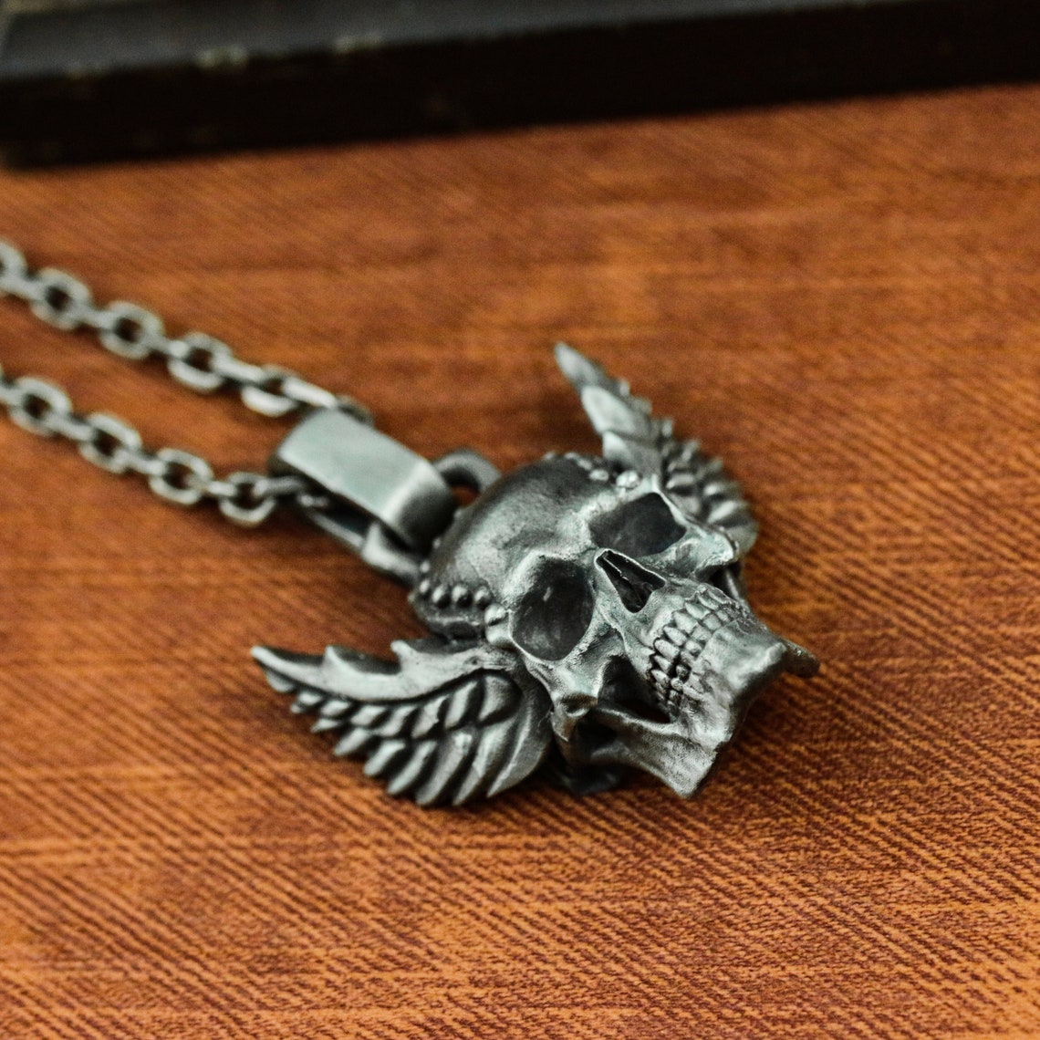 Odin Ares Skull 925 Silver Pendant: Nordic Caesar Style Wings - Etsy