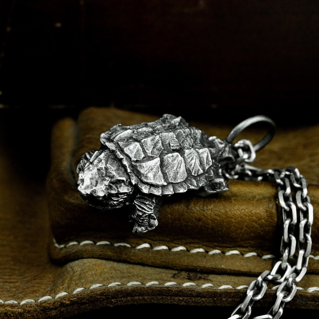 Snapping Turtle 925 Silver Pendant - Ferocious Turtle King Jewelry - Etsy