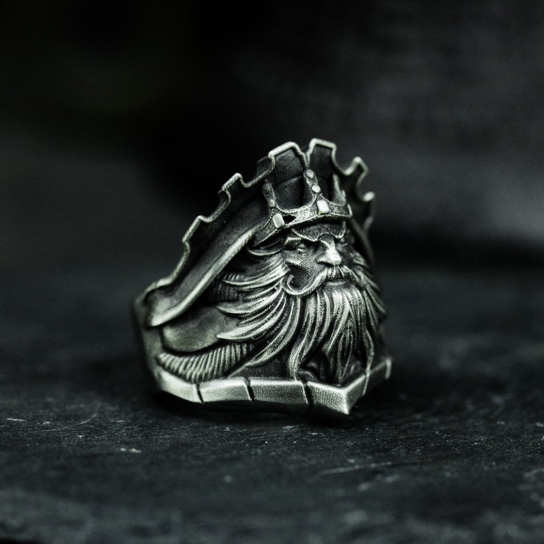 Poseidon Old Man 925 Silver Ring-norse God Totem Heraldry Ring ...