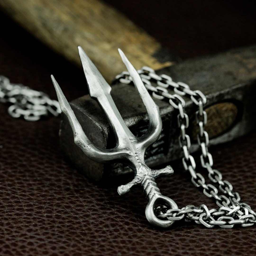 Trident 925 Silver Pendant Necklace-weapon of God - Amulet Necklace ...