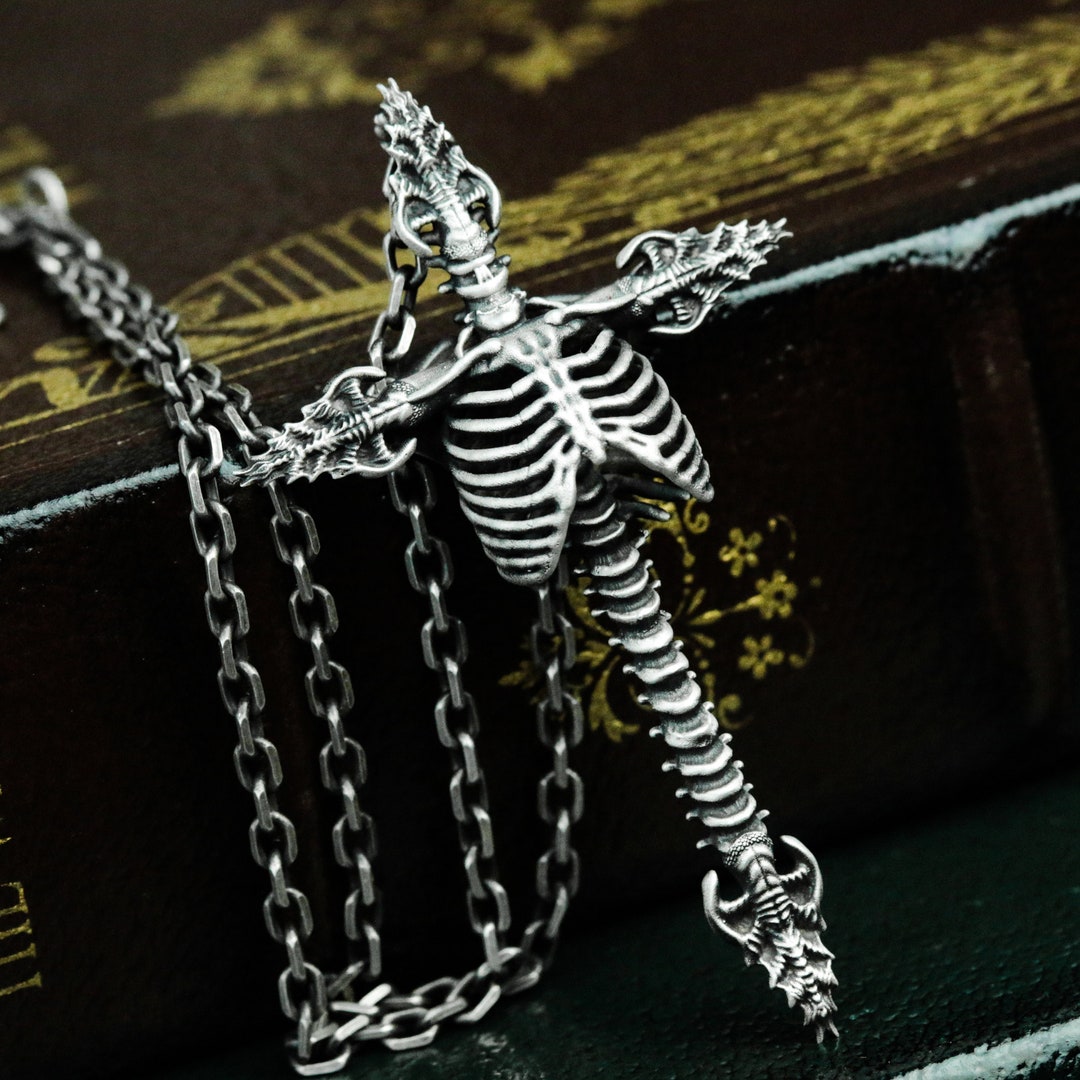 Skeleton Cross 925 Silver Pendant Necklace: Gothic Jesus Jewelry - Etsy
