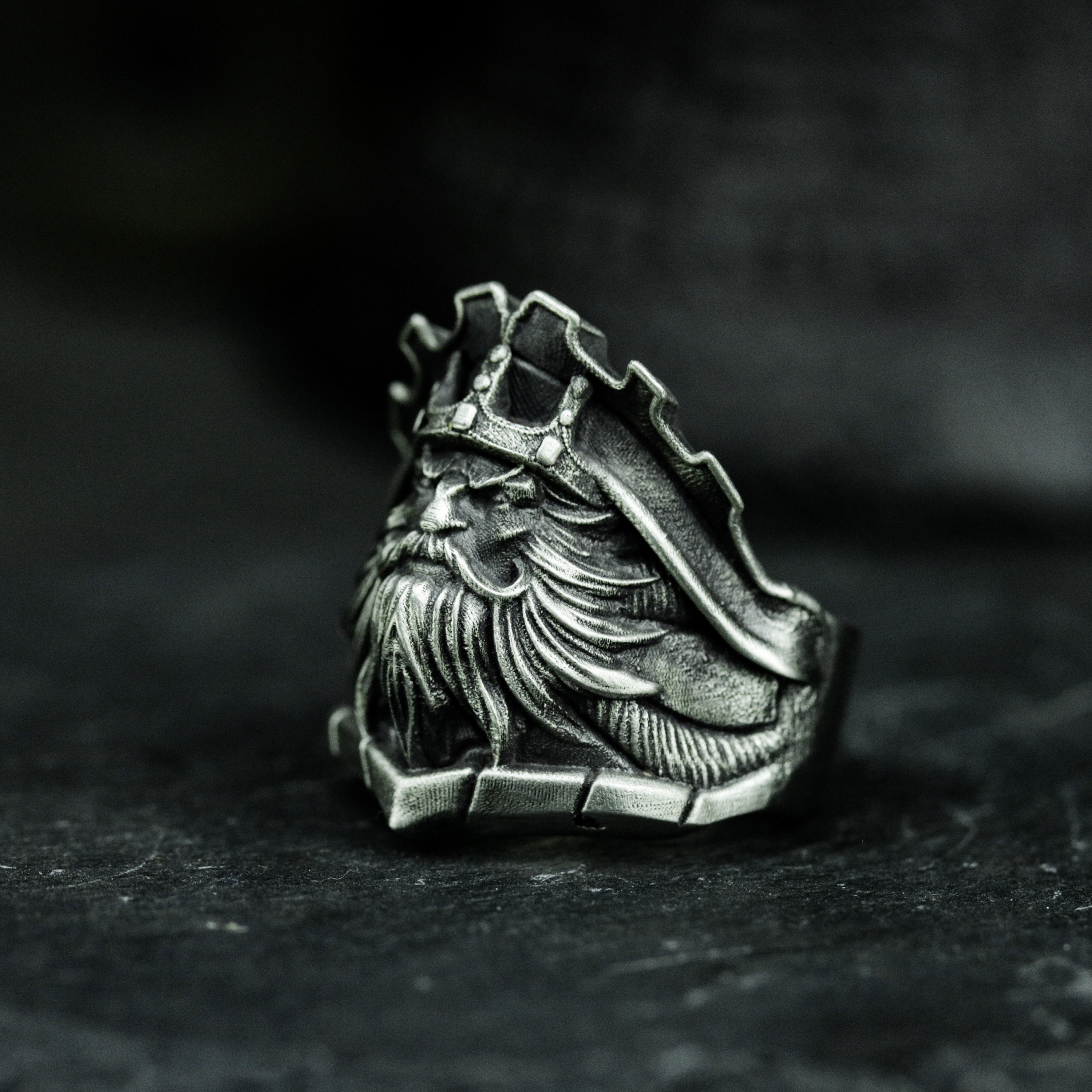 Poseidon Old Man 925 Silver Ring-norse God Totem Heraldry Ring ...