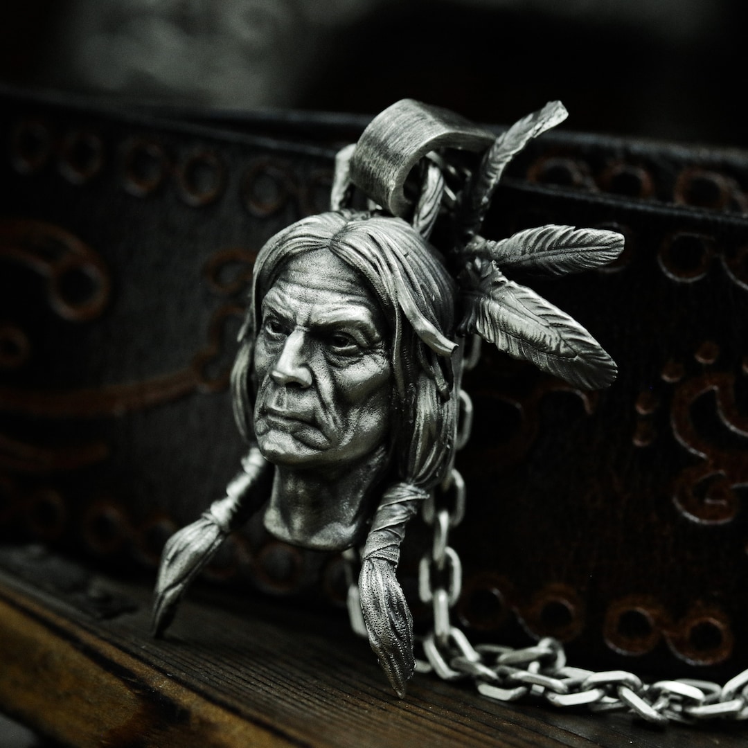 Indian Chief 925 Silver Pendant - Native American Tribal Jewelry ...