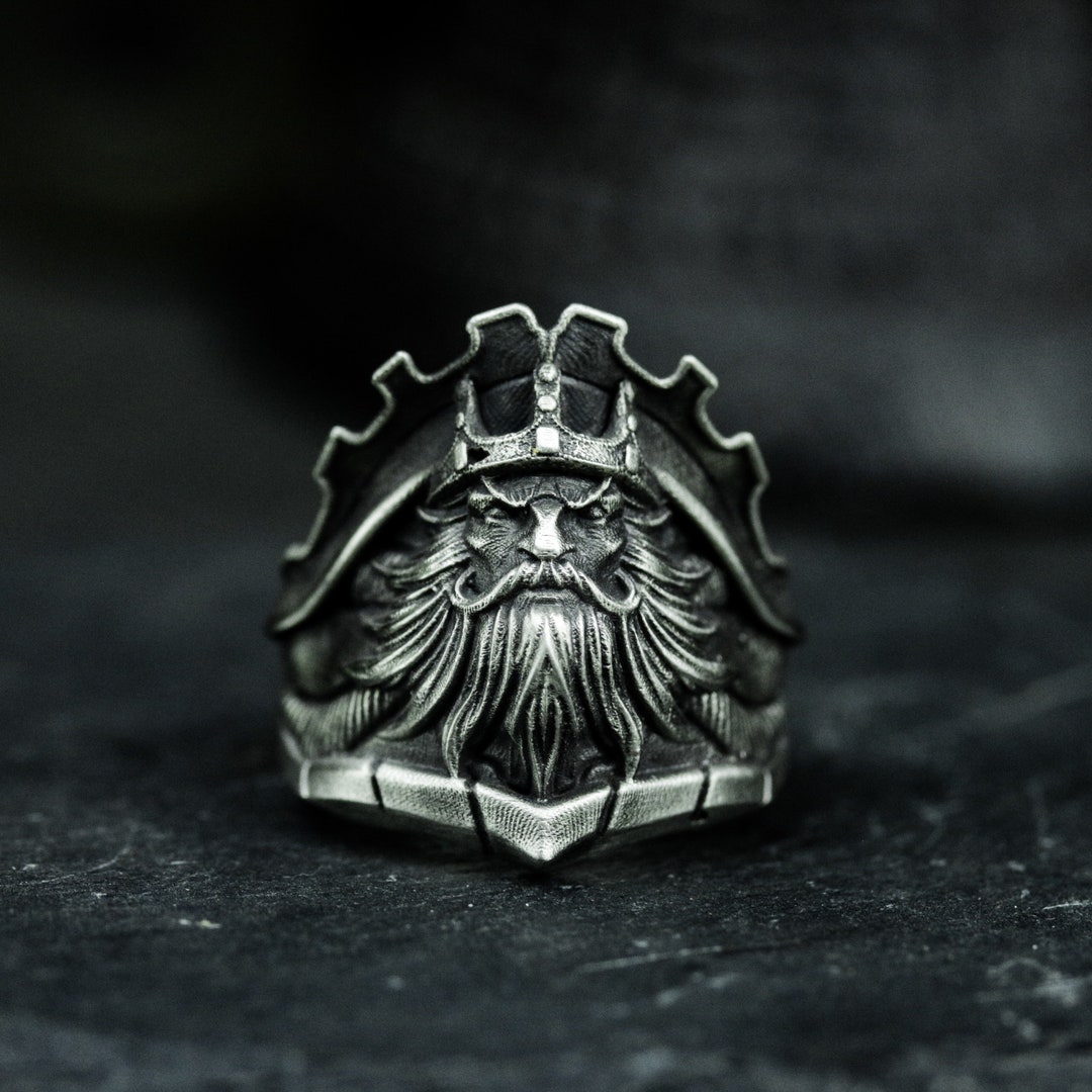 Poseidon Old Man 925 Silver Ring-norse God Totem Heraldry Ring ...