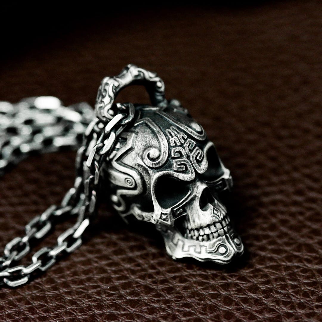 Terminator Skull 925 Silver Pendant: Cyberpunk Art Necklace - Etsy
