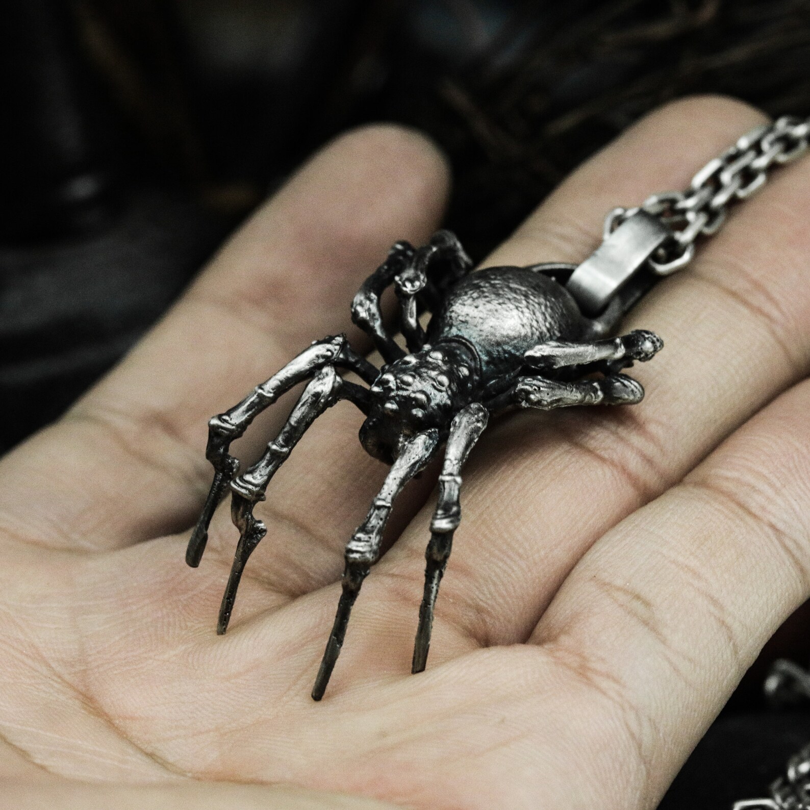 Realistic Spider Silver Pendant: Gothic Handmade Necklace - Etsy