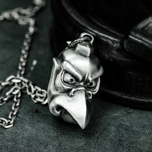 Crow Tengu Japanese 925 Silver Dorei Bell Karasu Kabuto Necklace ...