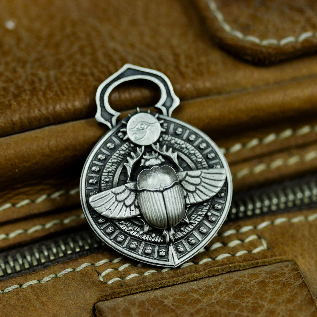 Scarab Sun God 925 Silver Pendant - Egyptian Totem Necklace - Etsy