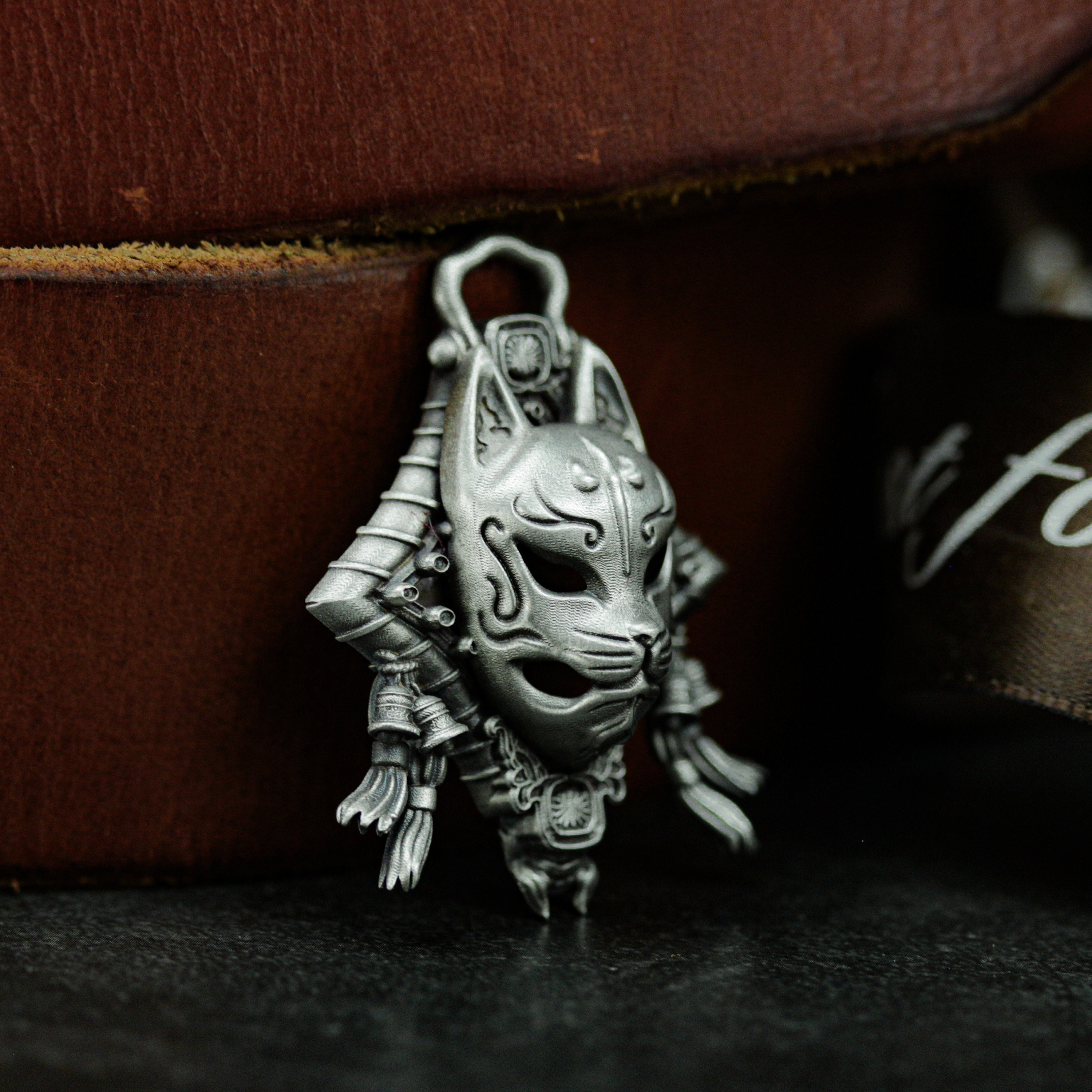 Japanese Fox Mask Silver Pendant Necklace Inari God's Messenger Mask ...