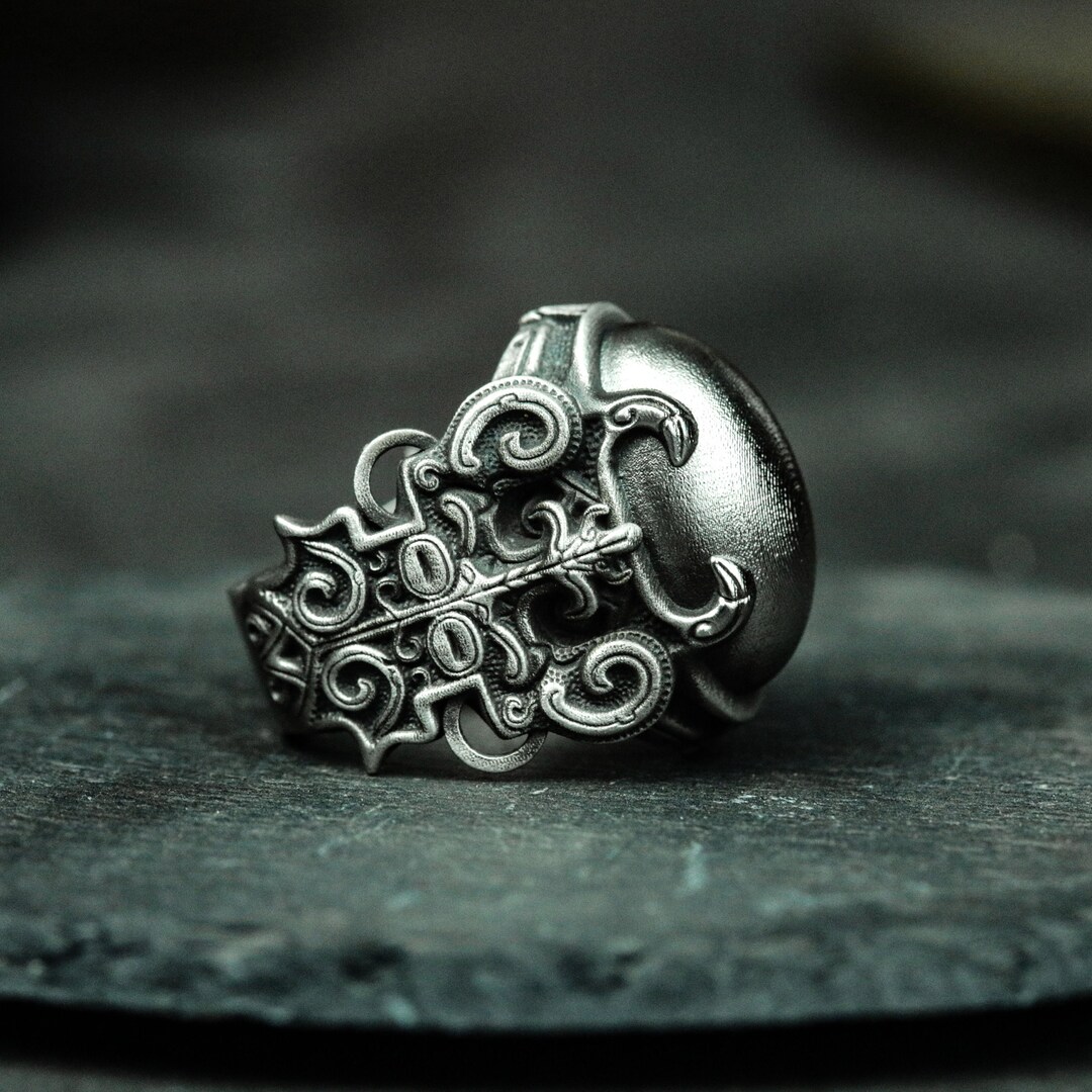 925 Silver Taotie Ring: Warring States Texture, Chinese Totem - Etsy