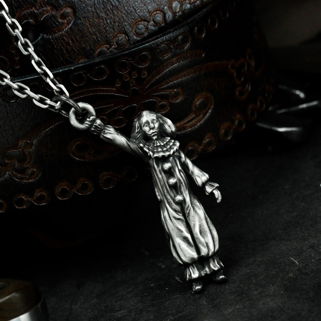 Hanging Clown Silver Necklace - Circus Clown Handmade Silver Pendant ...
