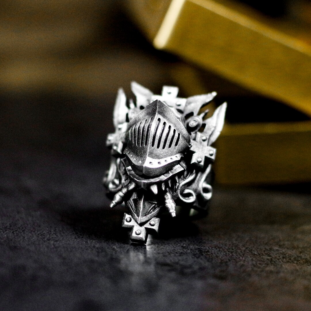 Medieval Knight Helmet Ring: Handmade 925 Sterling Silver Armor - Etsy
