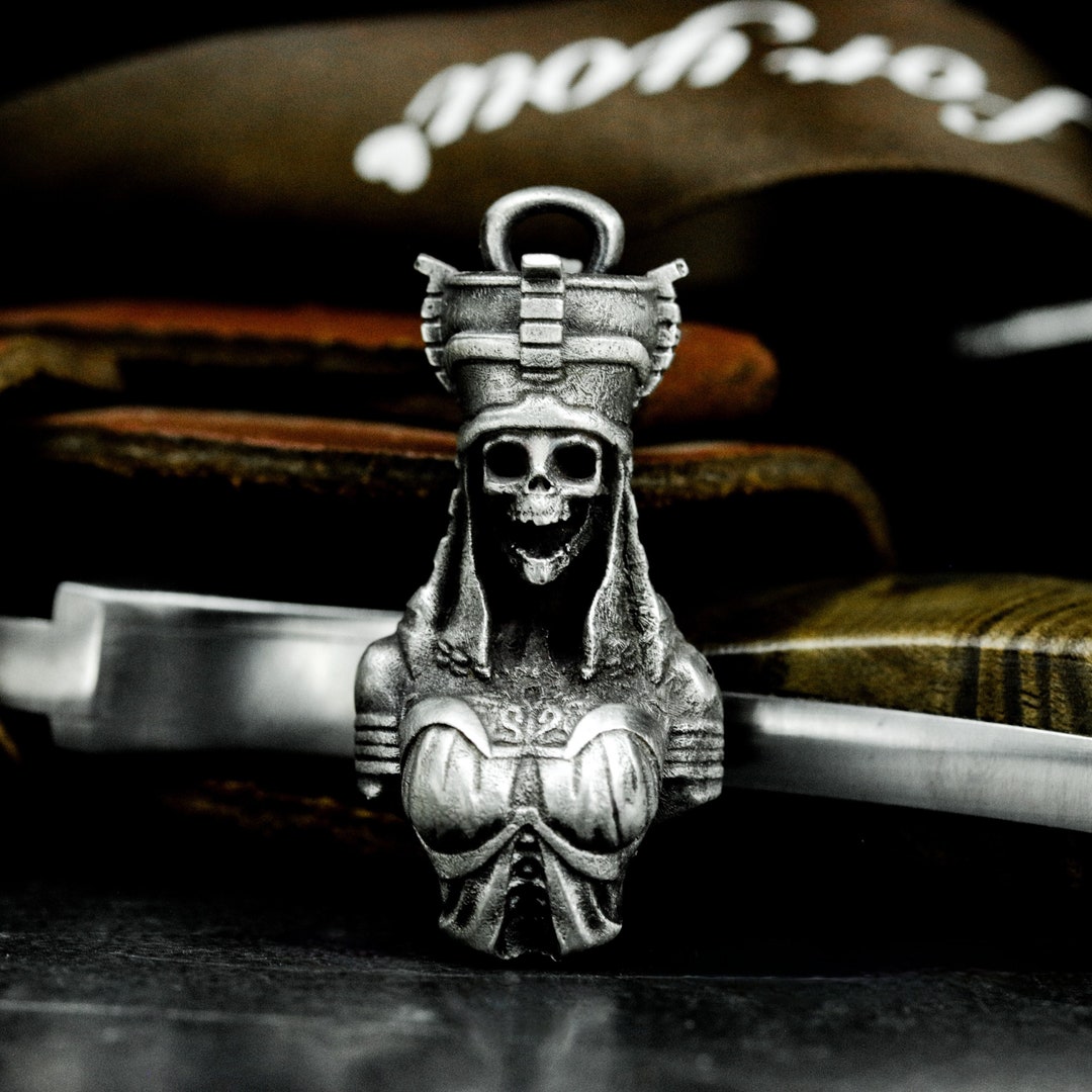 925 Silver Cleopatra Skull Pendant Necklace: Ancient Egyptian Jewelry ...