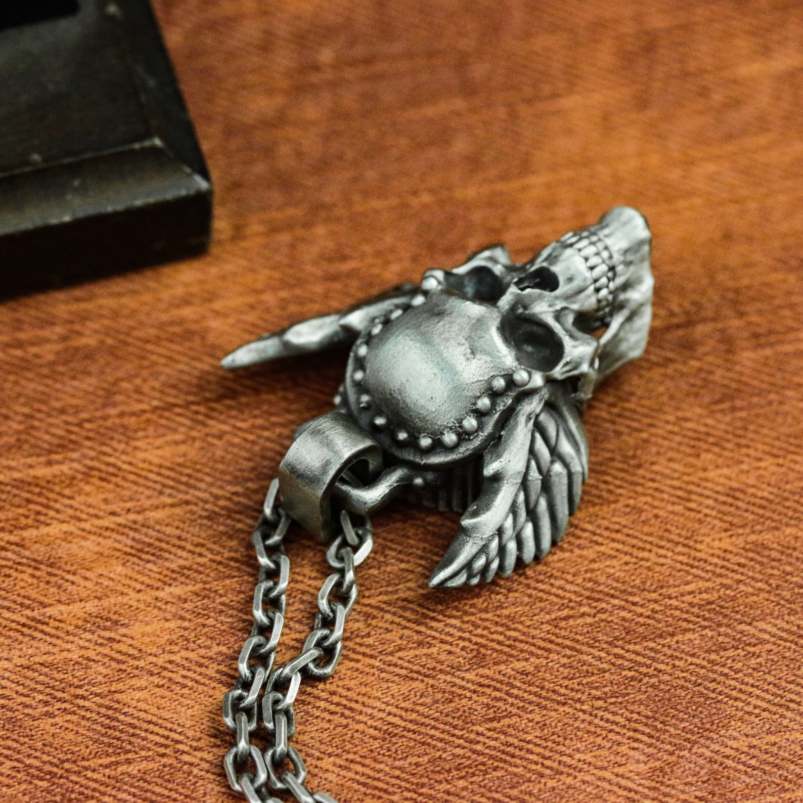 Odin Ares Skull 925 Silver Pendant: Nordic Caesar Style Wings - Etsy