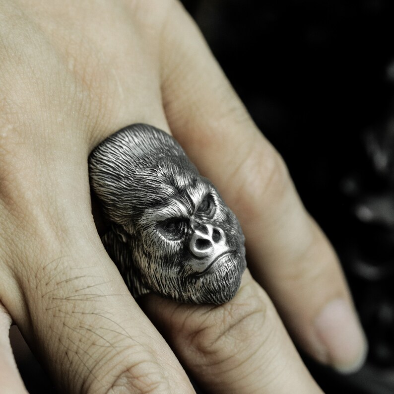 Realistic Gorilla Silver Ring - King Kong Animal Ring - Etsy