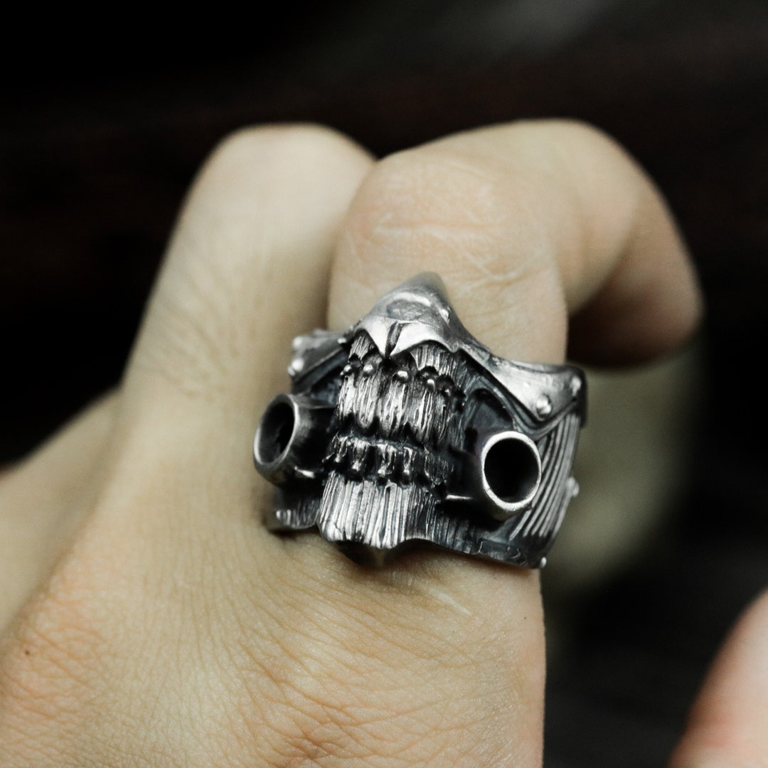 Cyber Doomsday Mask Ring: 925 Sterling Silver Crazy Teeth - Etsy