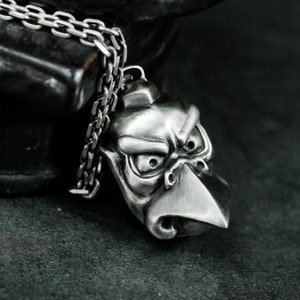 Crow Tengu Japanese 925 Silver Dorei Bell Karasu Kabuto Necklace ...