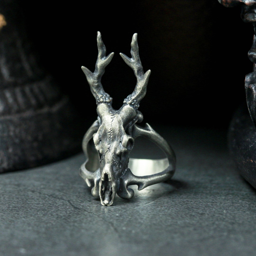Deer Horn Skull Ring Minimalist Forest Creature Mythical Antler Aesthetic Nature's Majesty ...
