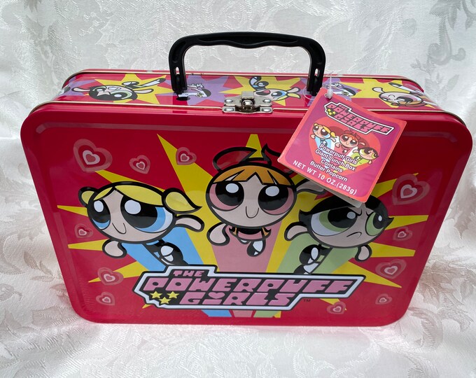 Vintage Y2K Powerpuff Girls Large Storage Tin Tote Lunch Box, Cartoon ...