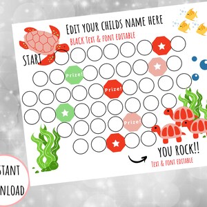 Editable Turtle Reward Chard for Kids, Instant Download Turtles, Baby ...