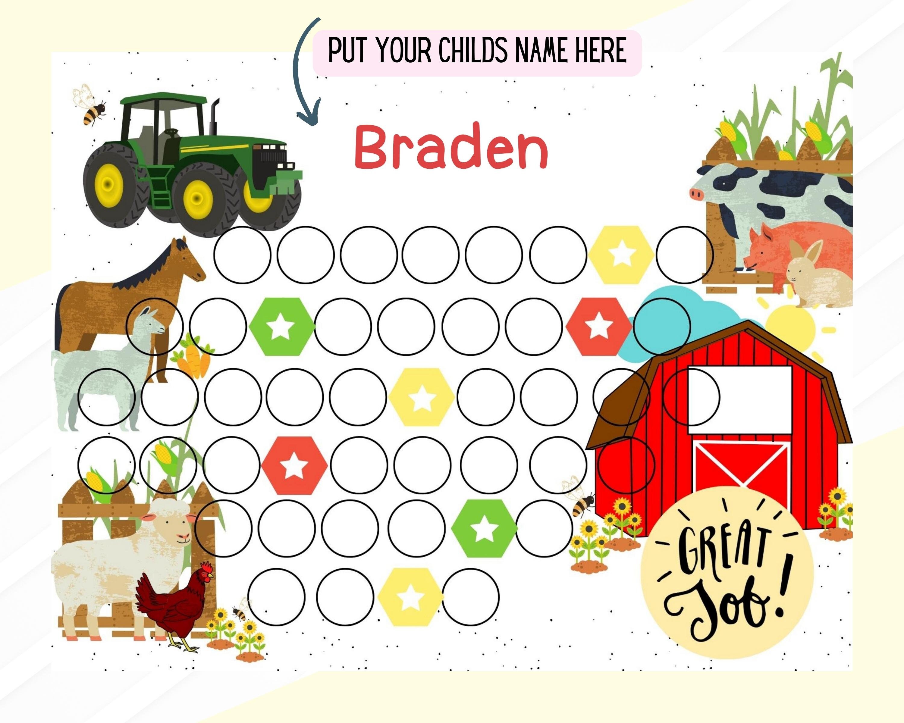Editable Reward Chart, Farm Behavior Chart, Farm Chore Chart, Daily ...