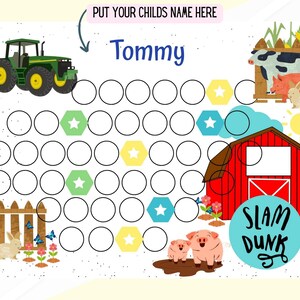 Editable Farm Reward Chart Farm Behavior Chart Farm Chore - Etsy