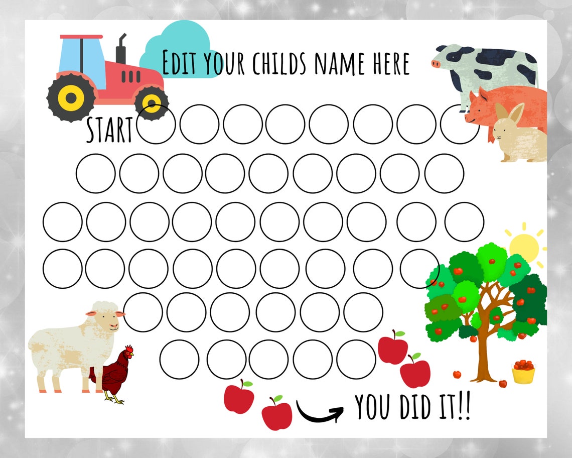 Editable Farm Reward Chart, Farm Behavior Chart, Farm Chore Chart ...