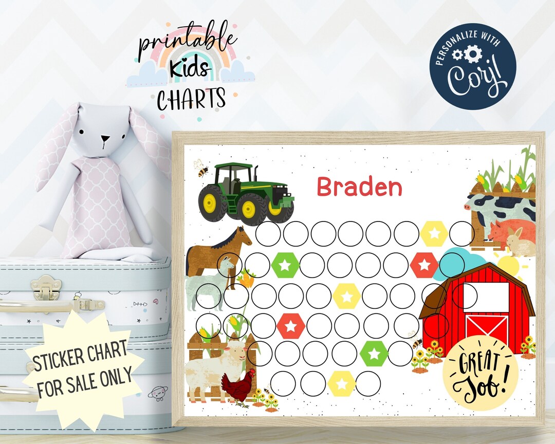 Editable Reward Chart, Farm Behavior Chart, Farm Chore Chart, Daily ...