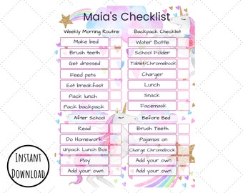 Kids Backpack Checklist - Etsy