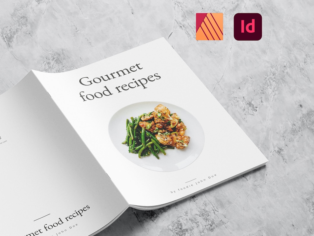 Minimalist Cookbook Template Adobe Indesign Affinity Publisher - Etsy