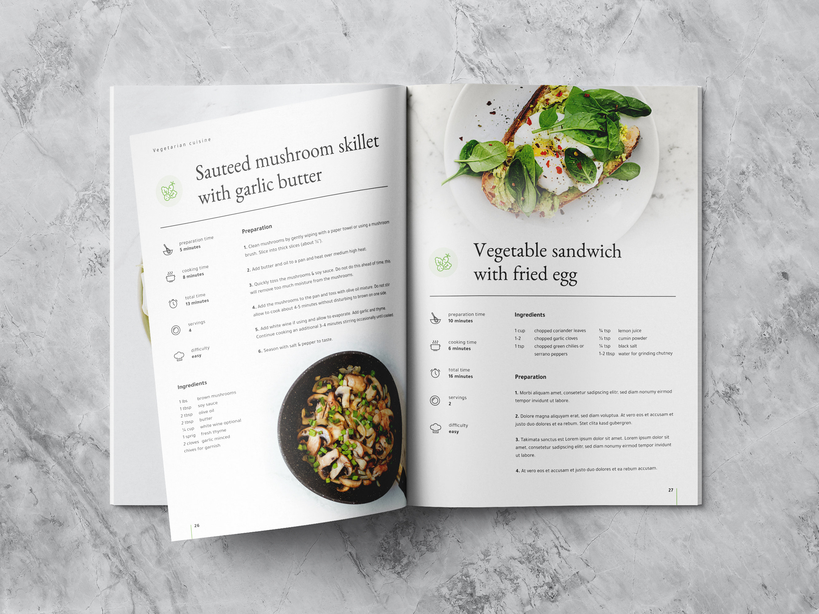 Minimalist Cookbook Template Adobe Indesign Affinity - Etsy