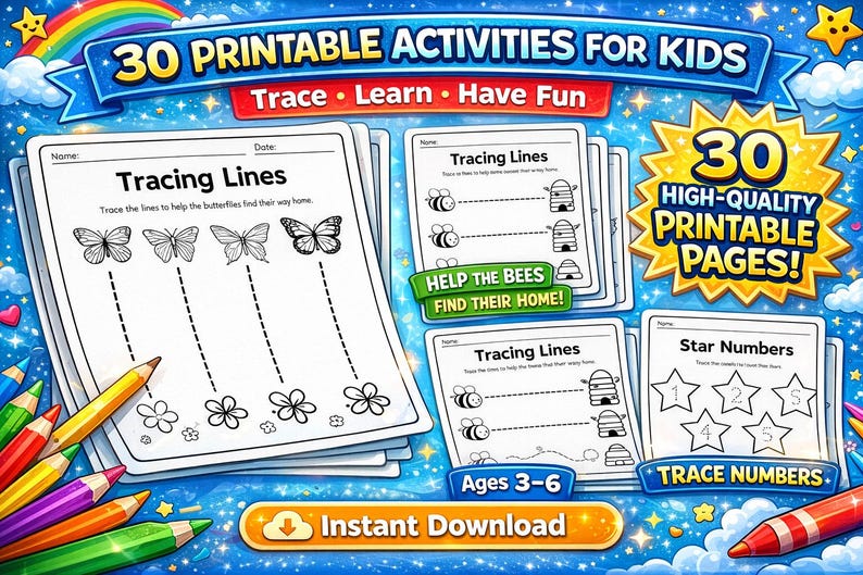Kids Color and Trace Activity Book | Toddler Busy Book | ABC, Number ...