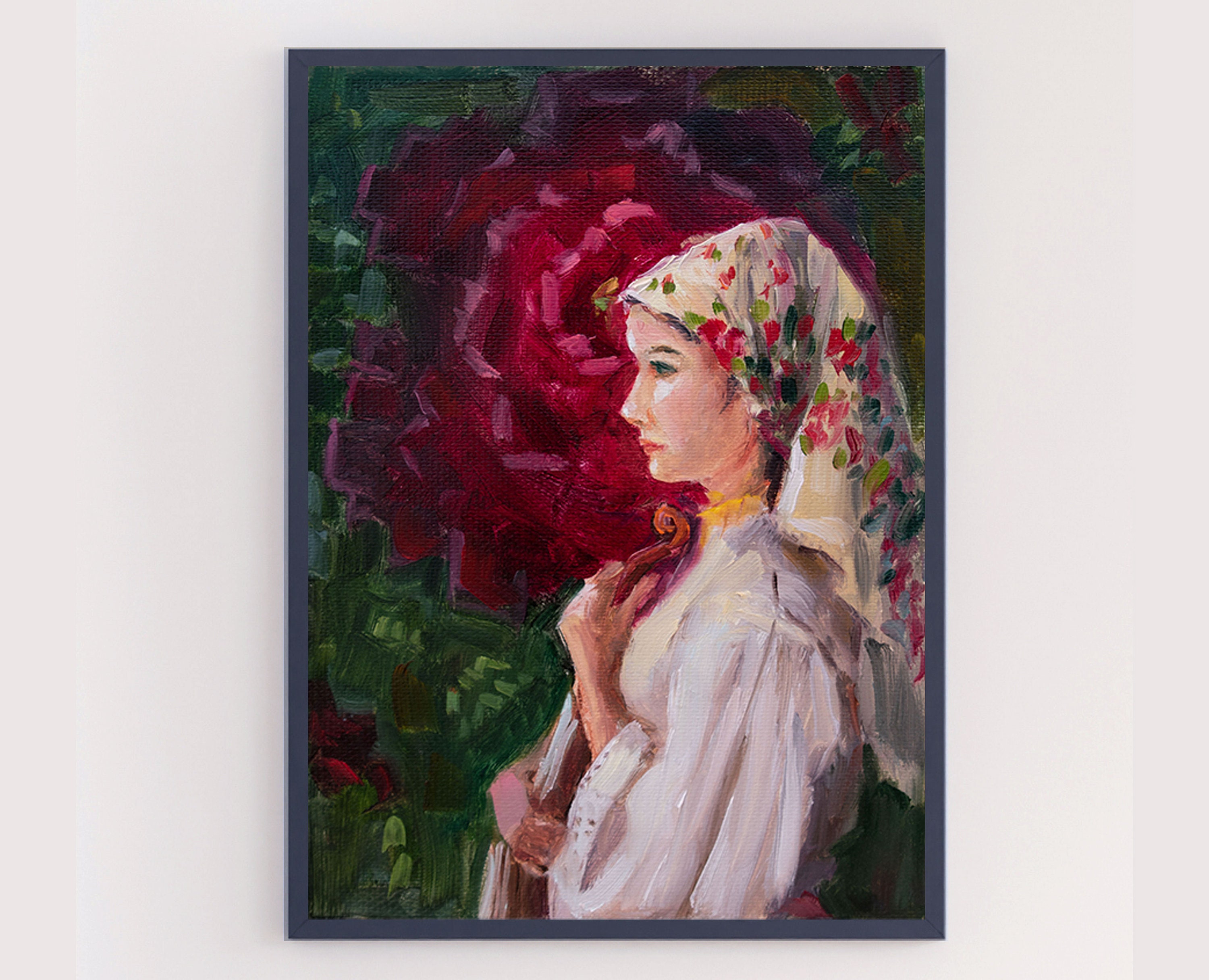 Ukrainian Woman Art Girl Original Oil Painting Folk Art Ukraine Symbol ...