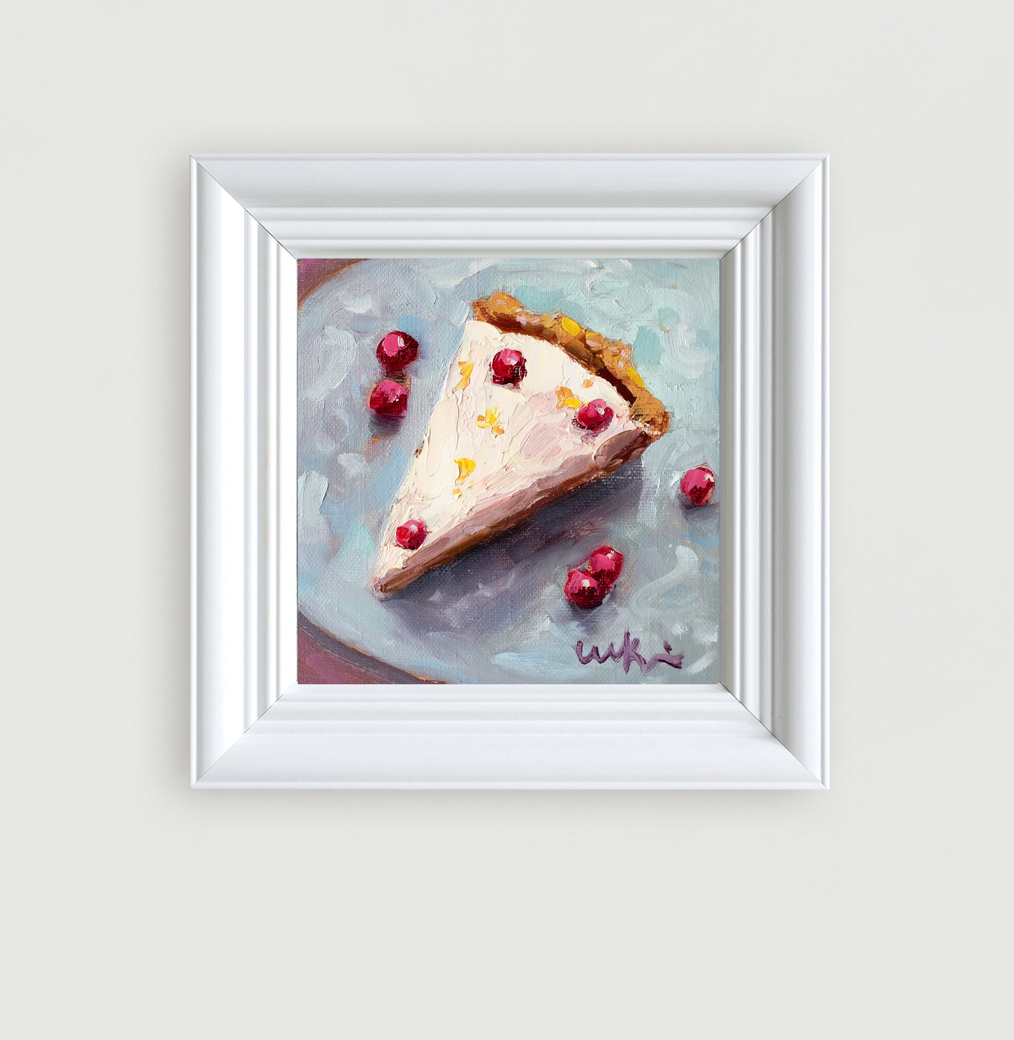 Cheesecake Art - Original Oil Painting - Gift Fo Birthday - Framed Wall ...