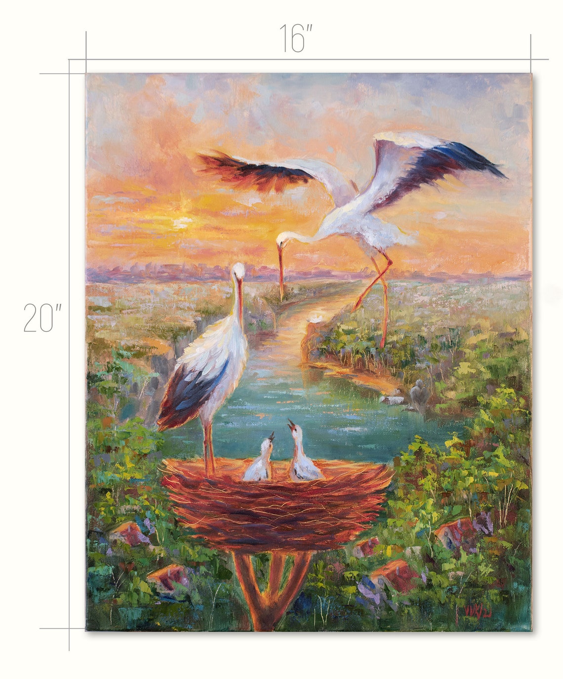 Ukraine Original Oil Painting Storks on Nest Artwork - Etsy