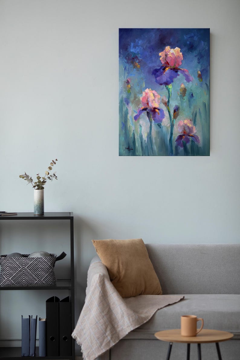 Iris Abstract Art - Original Oil Painting - Mother's Day Gift - Floral ...