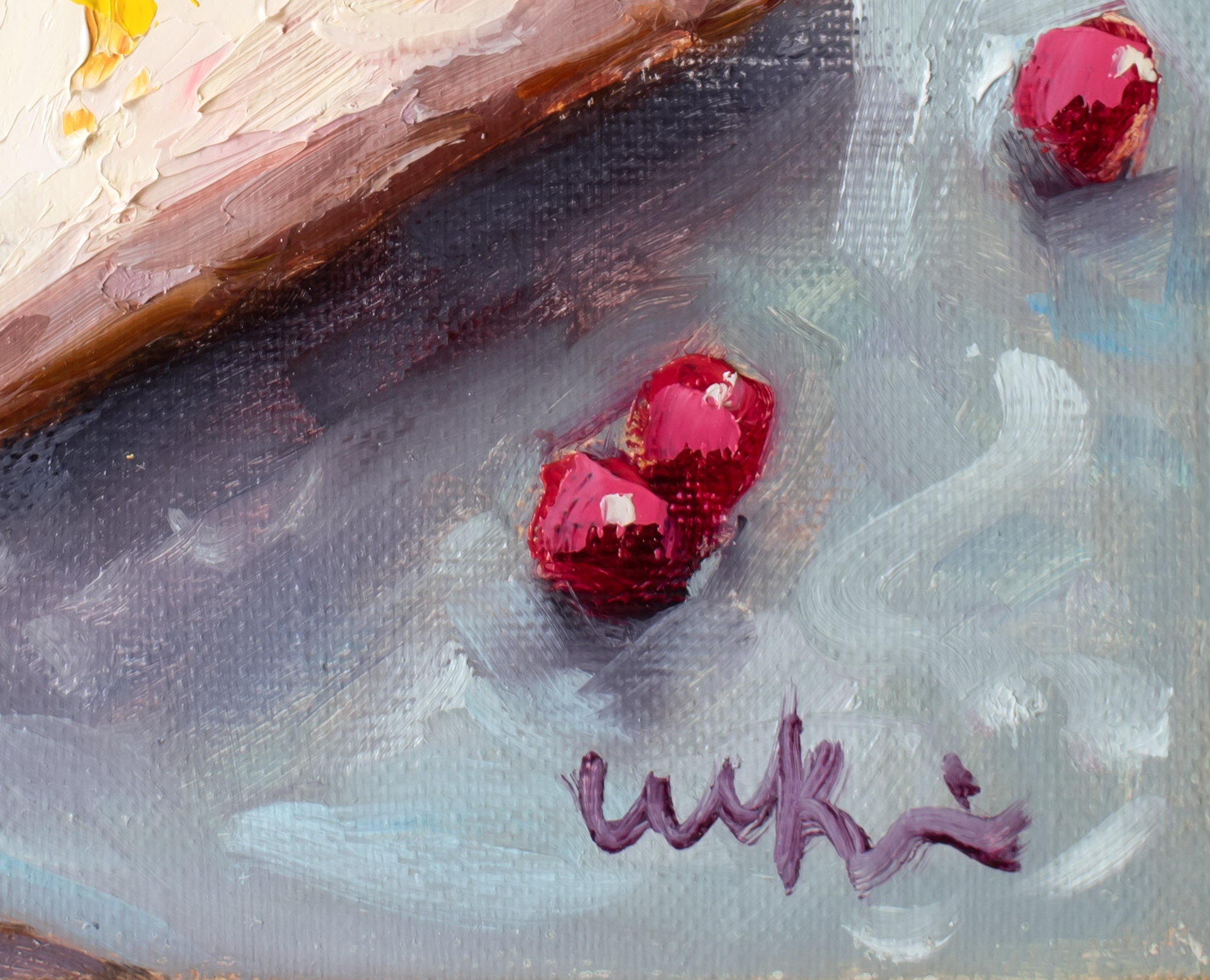 Cheesecake Art Original Oil Painting Gift for Birthday Framed Wall Art ...