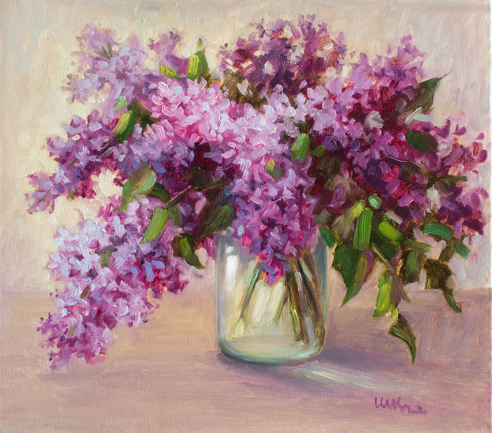 Purple Lilac in Glass Vase - Original Oil Painting - Lilac Flowers ...