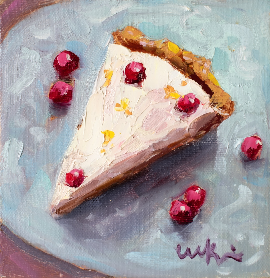 Cheesecake Art - Original Oil Painting - Gift Fo Birthday - Framed Wall ...