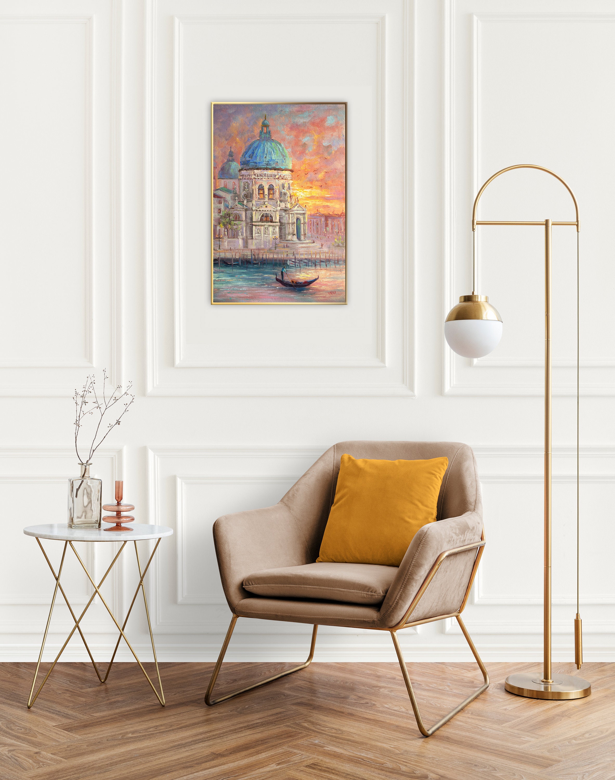 Venice Original Art - Italy Large Oil Painting - Sunset Seascape ...