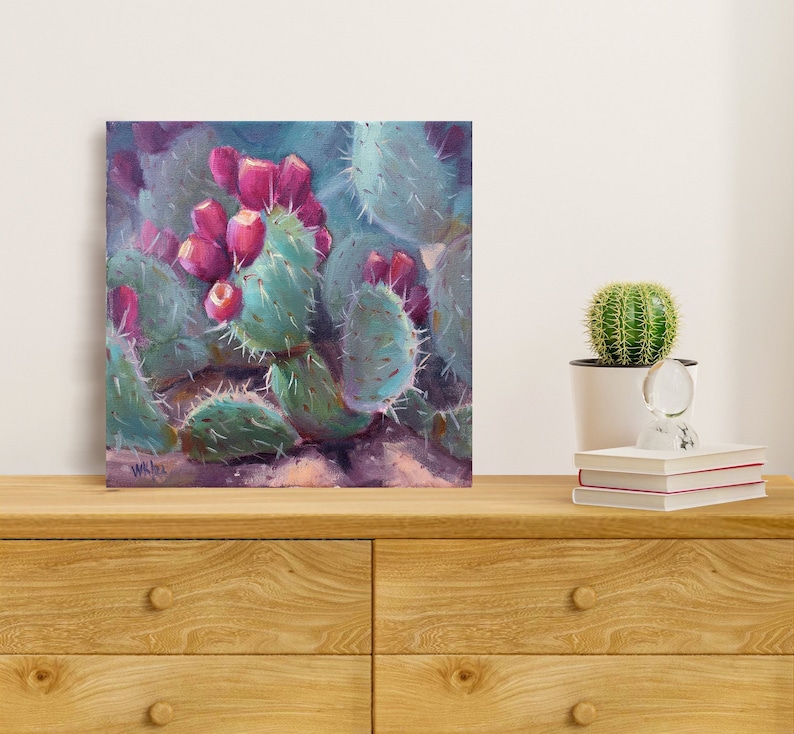Prickly Pear Original Oil Painting Christmas Gift Cactus Artwork ...
