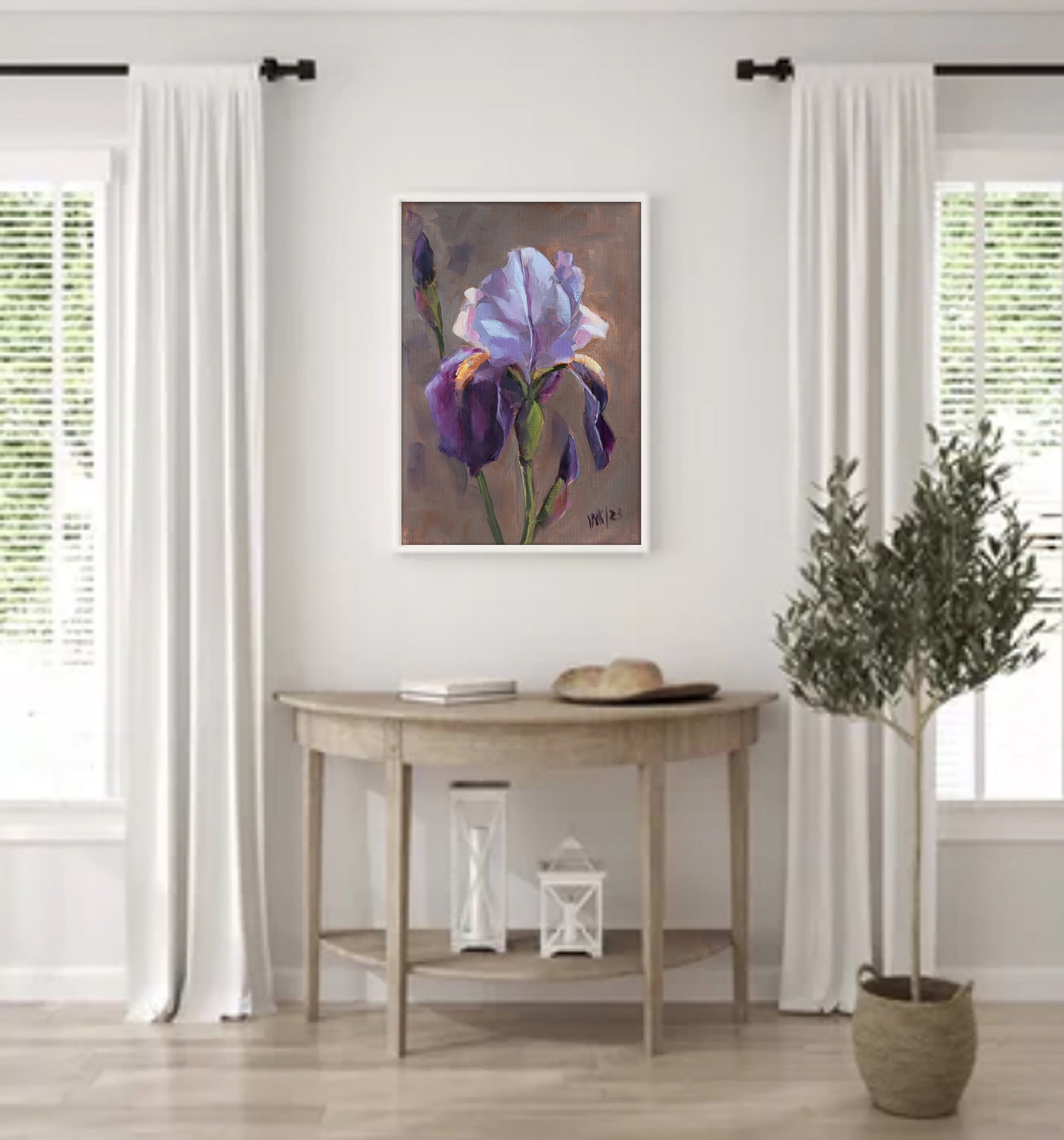 Purple Iris Oil Painting on Canvas: Floral Impressionism Art - Etsy