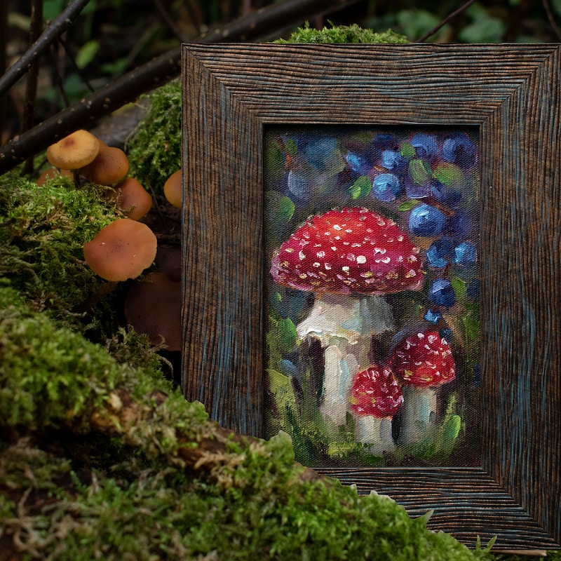 Mushroom Oil Painting - Etsy