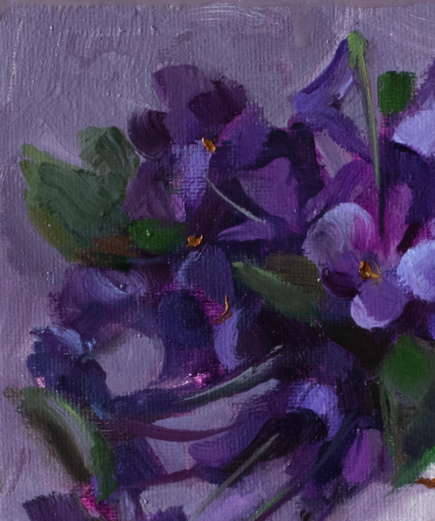 Violets Flowers - Original Oil Painting - Mother Day Gift - Blue ...