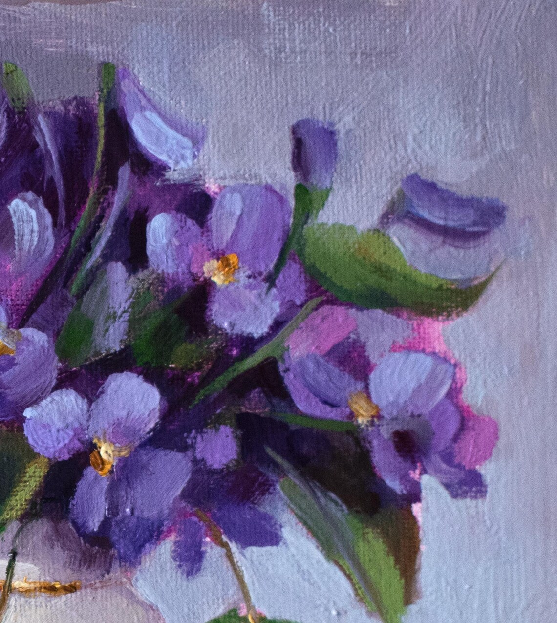 Violets Flowers - Original Oil Painting - Mother Day Gift - Blue ...