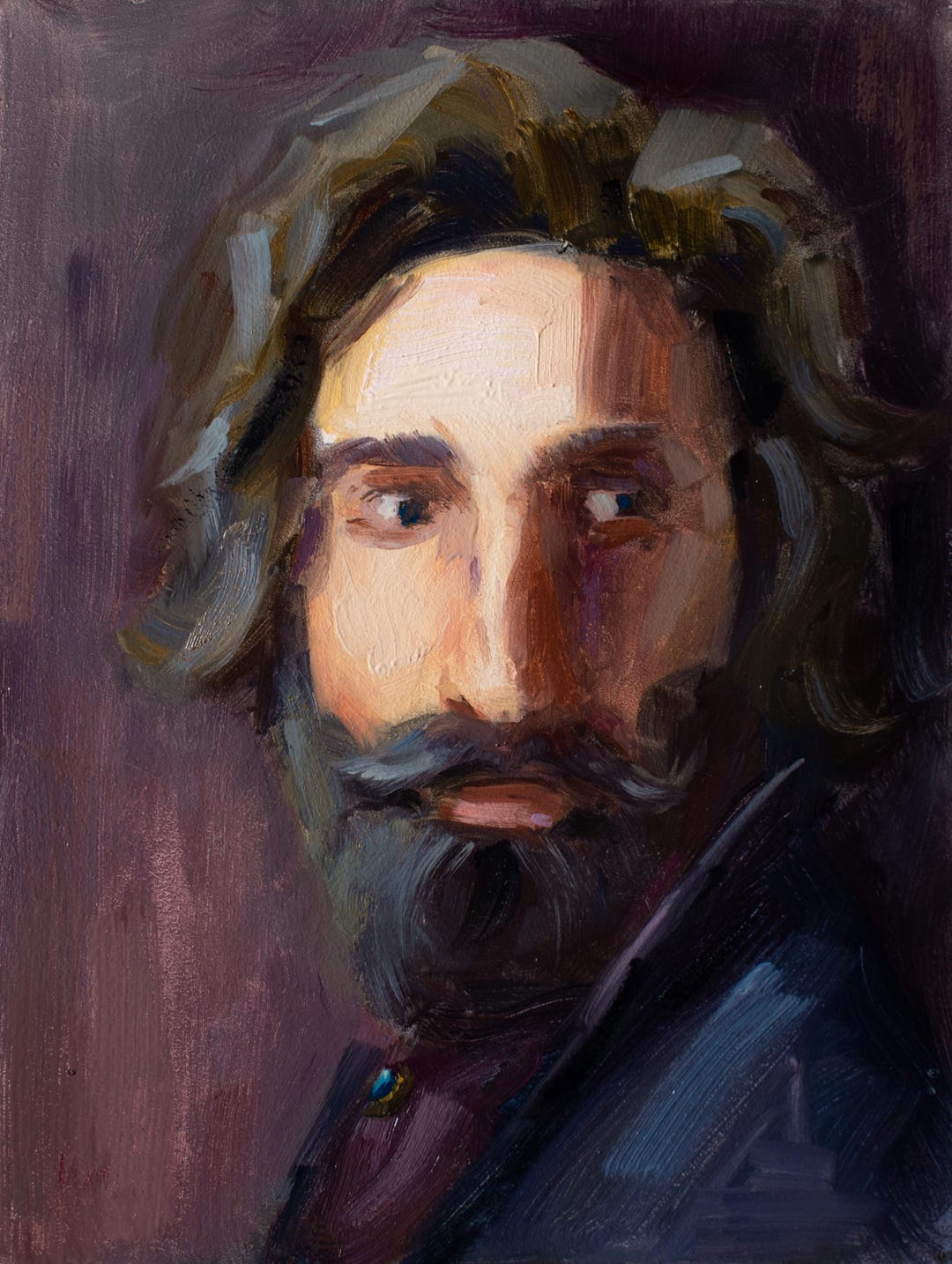 Male Portrait Modern Art: Man Face Original Oil Painting, Christmas ...